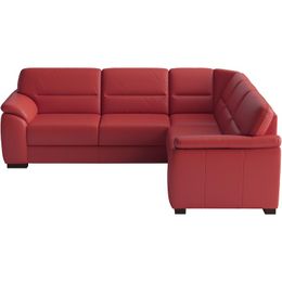 Sit & More sit&more Ecksofa &raquo;Montego Leder, L-Form, B: 255cm&laquo; wahlweise mit Schlaffunktion und Schubkasten rot B/H/T: 255cm x 88cm x 225cm, NaturLEDER Stoff, 