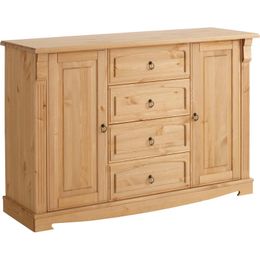 OTTO home Sideboard &raquo;Anna&laquo; Gesamtma&szlig;e (B/T/H): ca. 140/44/88 cm, Kommode, Breite 140 cm, 4 Schubladen, 2 T&uuml;ren, Massivholz, FSC beige Massivholz B/H/T
