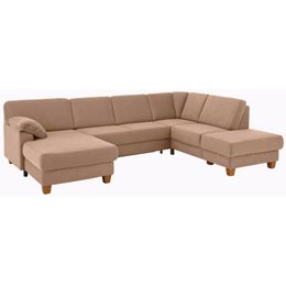 Home Affaire Wohnlandschaft &raquo;Belfort U-Form&laquo; mit Federkern, wahlweise mit Schlaffunktion und Stauraum braun Luxus-Microfaser Vintageoptik(100% 
