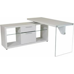 Jahnke Eckschreibtisch &raquo;LUX&laquo; wechselseitig montierbar, Seitenteil aus ESG Sicherheitsglas B/H/T: 141,8cm x 74cm x 140cm