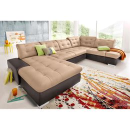 Sit & More sit&more Wohnlandschaft &raquo;Palomino U-Form&laquo; wahlweise in XL oder XXL braun NaturLEDER (echtes Rindsleder) in Sitz und R&uuml;cken. Korpus mit Kunstleder 