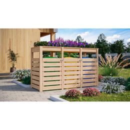 Karibu M&uuml;lltonnenbox &raquo;M&uuml;lltonnenunterstand 3 mit Hochbeet&laquo; naturbelassen oder anthrazit beige Holzwerkstoff Einheitsgr&ouml;&szlig;e