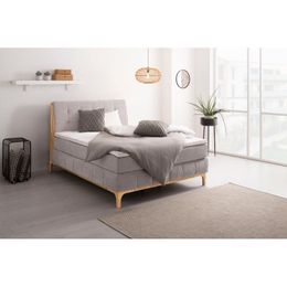 OTTO home Boxspringbett &raquo;Jelle&laquo; 5 Stk. tlg. zertifizierte, recycelte Bezugsstoffe, verschiedene Ausf&uuml;hrungen silber Polyester Struktur (recyceltes 