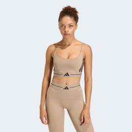 Damen Sport-BH "HYG LS BRA", adidas Performance, Gr. XXL, beige, Obermaterial: 85% Polyester, 15% Elasthan, BHs