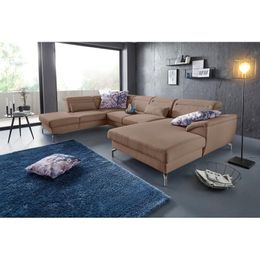 Sit & More sit&more Wohnlandschaft &raquo;Percy U-Form&laquo; 15 cm Fu&szlig;h&ouml;he, Sitztiefenverstellung, wahlweise in 2 Fu&szlig;farben beige B/H/T: 343cm x 235cm, Feinstruktur, 