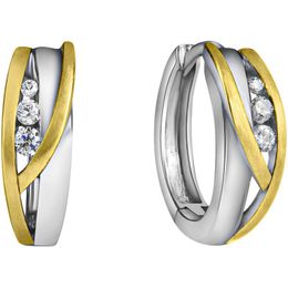 Firetti Damen Paar Creolen &raquo;Schmuck Geschenk, Ohrringe, Silber 925&laquo; mit Zirkonia (synth.) gold 14mm, Silber 925 (Sterlingsilber)