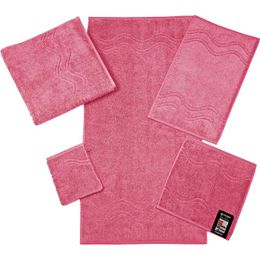 Ross Waschhandschuh &raquo;Cashmere feeling&laquo; mit Wellen-Bord&uuml;re lila Frottier, Baumwolle B/L: 16cmx22cm, 6 Stk., Frottier