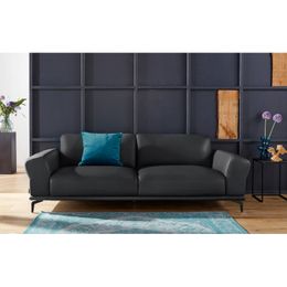 W.Schillig 2,5-Sitzer &raquo;montanaa&laquo; mit Metallf&uuml;&szlig;en in Schwarz pulverbeschichtet, Breite 232 cm schwarz B/H/T: 232cm x 78cm x 94cm, Longlife Xtra-Leder 