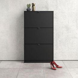 Home Affaire Schuhschrank &raquo;Shoes Schuhaufbewahrung, Schuhkommode, Schuhregal,&laquo; mit drei Klappen, 2 B&ouml;den, H&ouml;he 123 cm, ca. 18 Paar Schuhe schwarz FSC 