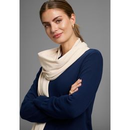 Laura Scott Damen Strickschal, beige, meliert, unifarben, Feinstrick, Viskosemischung, Modet&uuml;cher, in Maxi-Gr&ouml;&szlig;e mit modischen Rippenabschl&uuml;ssen