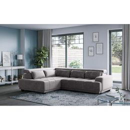 OTTO home Ecksofa &raquo;Jade L Form, Breite: 270 cm, mit Kopfteilverstellung & Nierenkissen&laquo; optional elektr. Sitztiefenverstellung grau 92% POLYESTER (PES
