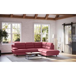 COTTA Ecksofa &raquo;Pike L-Form, B: 266 cm&laquo; optional Schlaffunktion & Bettkasten rosa GEDECKTES RINDSLEDER B/H/T: 266cm x 90cm x 217cm, Leder PAMPAS, 