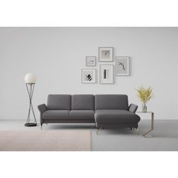 Sit & More sit&more Ecksofa &raquo;Fashion L-Form&laquo; wahlweise mit Kopfteilverstellung, Vorziehsitz, motorisch, Nickelf&uuml;&szlig;e braun B/H/T: 253cm x 84cm x 165cm, Chenille, 