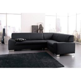 DOMO collection Ecksofa &raquo;Alisson, zeitlose Optik, flache Armlehnen, L-Form&laquo; fester Sitzkomfort, wahlweise mit Bettfunktion schwarz Microfaser aus 100%