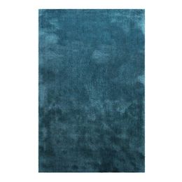 Teppich &raquo;Pisa&laquo; rund 25 mm H&ouml;he Hochflor, Microfaser, uni, weich, Shaggy, Wohnzimmer, Schlafzimmer blau Polyester B : 120cm 1 Stk., 25mm, L: 170cm