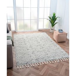 MyFlair Hochflor-Teppich &raquo;Moroccan Rockface, LAGERR&Auml;UMUNG!&laquo; rechteckig 24 mm H&ouml;he modern, marokkanisches Design, meliert, flauschig weich, mit Fransen schwarz