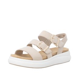Remonte Damen Plateausandale, Gr. 41, beige, Ziegenveloursleder, unifarben, Schuhe, Sommerschuh, Sandale mit Softfu&szlig;bett und zwei Klettverschl&uuml;ssen
