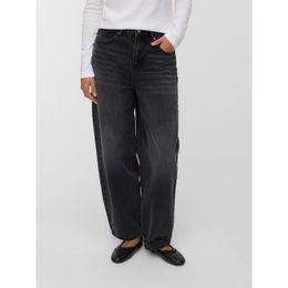 V&eacute;ro Moda Vero Moda Damen Weite Jeans &raquo;VMBILLIE HR BARREL ANK JEANS LI141 NOOS&laquo; Baumwolle, barrel fit, high waist, kn&ouml;chellang schwarz 29, L&auml;nge 30