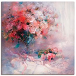 Artland Leinwandbild &raquo;Rosenstrau&szlig;&laquo; Blumen 1 Stk. tlg. auf Holzrahmen gespannt pink Leinwand B/H/T: 50cm x 50cm, Leinwandbild Blumen quadratisch, 1 Stk.