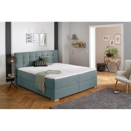 Home Affaire Boxbett &raquo;Olivet mit Bettkasten&laquo; in 4 Farben, 4 Breiten, 2 Matratzenarten, auch in &Uuml;berl&auml;nge 220 cm blau Struktur (100% Polyester), 