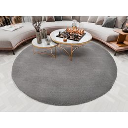 OCI DIE TEPPICHMARKE Hochflor-Teppich &raquo;Soft Dream&laquo; rund 30 mm H&ouml;he weich durch Microfaser, Shaggy, Langflor, Wohnzimmer grau Kunstfaser &Oslash; 120cm 1 Stk.