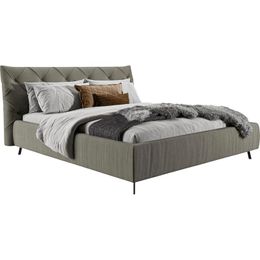 Home Affaire Polsterbett &raquo;Elloree, in 4 Breiten bis 200cm, auch in Leder&laquo; Kopfteilh&ouml;he 105 cm, belastbar bis 280 kg, auch in &Uuml;berl&auml;nge 220cm grau 100%