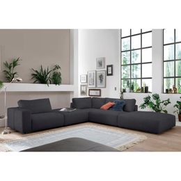 Musterring Ecksofa &raquo;LUCIA L-Form&laquo; in vielen Qualit&auml;ten und 4 verschieden N&auml;hten schwarz Flachgewebe FLORIS (100% Polyester);Flachgewebe VALMONT (60% Baumwolle/ 