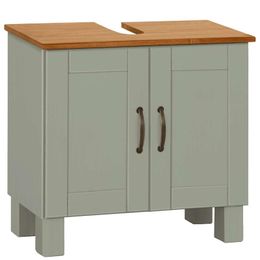Home Affaire Waschbeckenunterschrank &raquo;Rodby&laquo; FSC -zertifiziertes Massivholz, Griffe Metall, Breite 60cm, H&ouml;he 55cm gr&uuml;n Massivholz salbei gr&uuml;n, B/H/T: