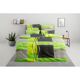 OTTO home Bettw&auml;sche &raquo;Kelian&laquo; 3 in verschiedenen Qualit&auml;ten, gemusterte Bettw&auml;sche gr&uuml;n Linon, Obermaterial: 100% Baumwolle B/L: 200cm x 200cm, 1 Stk.