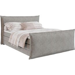 Boxspringbett FORTE, B:221cm L:233cm, grau, Komplettbetten, "Harmonie inkl. Bettkasten und Topper, Kopf- und Fu&szlig;teil in Kissenoptik", in den Breiten