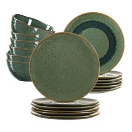 Leonardo Geschirr-Set "Tafelservice Matera 18er Set", 18, gr&uuml;n, Geschirr-Sets, Ideal f&uuml;r den Alltag, sp&uuml;lmaschinengeeignet, mikrowellengeeignet