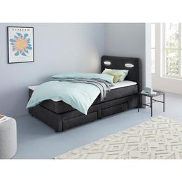 Home Affaire Boxbett &raquo;Luan&laquo; Schubk&auml;sten, LED-Beleuchtung und Topper, in Breite 120 cm und 180 cm schwarz Polyester Polyester Schubk&auml;sten rechts, 