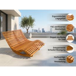 Ergonomische Doppelschwungliege aus Akazienholz - faltbar