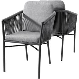Destiny Gartensessel &raquo;LUCCA&laquo; Set, 2 Stk. tlg. Aluminium, Rope, inkl. Auflagen, stapelbar grau Bezug: 100% Polyester Polyester, B/H/T: 55cm x 77cm x 62cm
