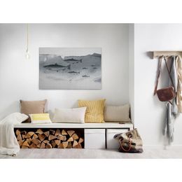 A.S. Cr&eacute;ation Leinwandbild &raquo;into the blue 3&laquo; Kunst Tiere 1 Stk. tlg. Keilrahmen Unterwasser Welt Fische Grau Leinwand-Bild Wohnzimmer Wand grau Holz, Stahl B/H/T: 