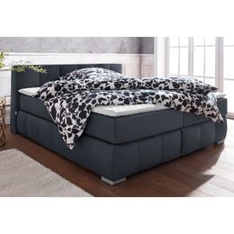 Home Affaire Boxspringbett &raquo;Chelles&laquo; inkl. Topper,, in XXL- &Uuml;berl&auml;nge 220 cm, Unterbox mit feine W&ouml;lbung grau Samtoptik (100% Polyester);Bezug der 