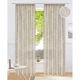 OTTO home Gardine &raquo;Anna&laquo; Kr&auml;uselband 1 Stk. tlg. Viskose, Polyester, &Auml;ste-Motiv beige Ausbrenner, Polyester, Viskose 265cm, Kr&auml;uselband, 140cm