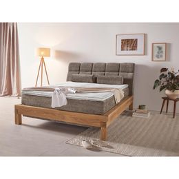 Home Affaire Boxspringbett &raquo;Villads&laquo; Liegefl&auml;che: 160/200 cm aus Balkeneiche, Inside-Boxspring-Unterbau gr&uuml;n Polyester Struktur (recyceltes Polyester)