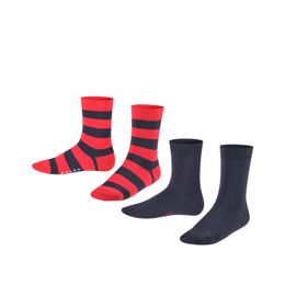Falke Damen Socken "Happy Stripe 2-Pack", Gr. 39, blau, Obermaterial: 80% Baumwolle CO. 18% Polyamid PA. 2% Elasthan EL., glatt, Socken