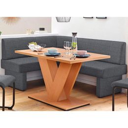 Home Affaire Eckbank &raquo;Nils&laquo; Sitz und R&uuml;cken gepolstert, verschiedene Qualit&auml;ten grau Holzwerkstoff, Massivholz, Polyester B/H/T: 182cm x 89cm x 142cm,