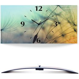 Artland Wanduhr &raquo;Goldener Sonnenuntergang und Pusteblumen&laquo; wahlweise mit Quarz- oder Funkuhrwerk, lautlos ohne Tickger&auml;usche gelb B/H/T: 60cm x 30cm x 0,3cm, 