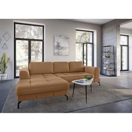 Sit & More sit&more Ecksofa &raquo;Bendigo L-Form&laquo; inklusive Sitztiefenverstellung, Bodenfreiheit 15 cm, 2 Fu&szlig;farben braun B/H/T: 284cm x 87cm x 175cm, NaturLEDER ,