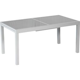 Merxx Garten-Essgruppe &raquo;Amalfi&laquo; Set, 7 tlg. inkl. 6 Stapelsessel, 1 Ausziehtisch silber Aluminium, Polyester B/H/T: 56cm x 97cm x 76cm