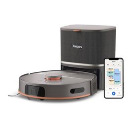 Philips Saugroboter &raquo;mit Wischfunktion XU5100/10 mit 10.000pa Saugkraft,&laquo; LDS-Radarnavigationssystem, HomeRun App, inkl. Entleerungsstation grau 