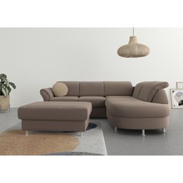Sit & More sit&more Ecksofa &raquo;Apulia L-Form&laquo; wahlweise Schlaffunktion, Bettkasten und Kopf- und Armteilverstellung grau Webstoff (100% Polyester);Struktur weich (