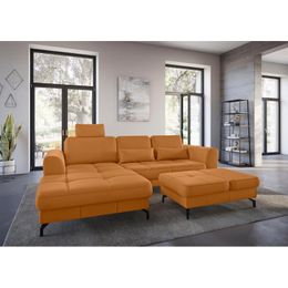 Sit & More sit&more Ecksofa &raquo;Bendigo L-Form&laquo; inklusive Sitztiefenverstellung, Bodenfreiheit 12 cm, in 2 Fu&szlig;farben gelb B/H/T: 284cm x 84cm x 175cm, NaturLEDER ,