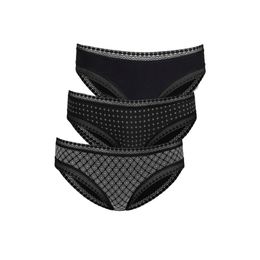 Lascana Damen Bikinislip, Gr. 44, schwarz, Jersey, Obermaterial: 95% Baumwolle, 5% Elasthan. Spitze: 90% Polyamid, 10% Elasthan, bedruckt, unifarben,