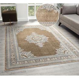 OTTO home Teppich &raquo;Banli, Vintage-Look, Orient-Optik&laquo; rechteckig 9 mm H&ouml;he dezenter Glanz, Schrumpf-Garn-Effekt, Wohnzimmer, Schlafzimmer braun 