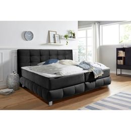 Home Affaire Boxspringbett &raquo;Salo XXL&laquo; in Samtoptik oder Struktur, 6 Breiten in &Uuml;berl&auml;nge 220cm, 4 H&auml;rtegrade grau Samtoptik, Liegefl&auml;che B/L: 160cm x 