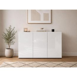 Home Affaire Sideboard &raquo;MISTER, Sideboard,Kommode, Anrichte, mit 4 ger&auml;umigen F&auml;chern&laquo; Kommode, komplett Hochglanz lackiert, Breite 135cm wei&szlig; B/H/T: 